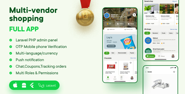 Multi Vendor E-Commerce Solution (Customer And Delivery Apps (Flutter), Admin Panel (PHP Laravel ...