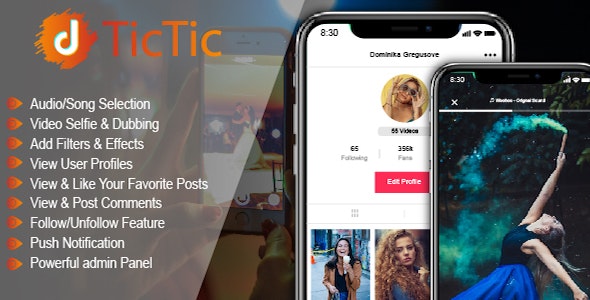 TicTic - Android Media App For Creating And Sharing Short Videos – Gplcode.Net