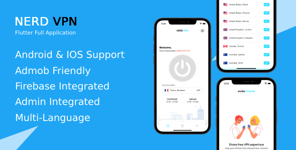 Nerd VPN : Flutter VPN Full Application With IAP, Integrated With Backend And Admin Panel ...