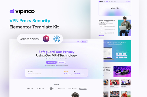 Vipinco - VPN Proxy Security Elementor Pro Template Kit – Gplcode.Net